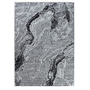 GLORY RUGS Modern Abstract Area Rug 8x10 Grey Black Large Rugs for Home Office Bedroom and Living Room