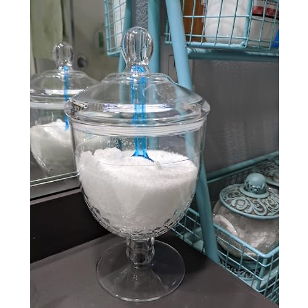 Moflekja Apothecary Jar with Airtight Lid in Premium Acrylic Plastic, Decorative Weddings Candy Buffet, Elegant Storage Jar, 50-Ounce