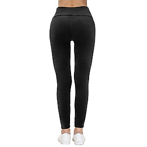 COZZIPLUS Women Velvet Legging- Tummy Control Buttery Soft High Waisted Velour Stretchy Legging (Black, L)