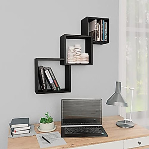 DYRJDJWIDHW Cube Wall Shelves Bookshelf for Bedroom,Shelves,Wood Bookcase,Suitable for Bedroom, Office, Living Room, Study,Black 26.8"x5.9"x26.8" Engineered Wood
