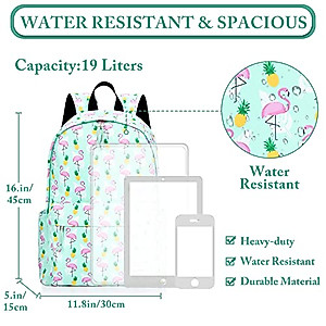 VASCHY School Backpack for Girls, Cute Schoolbag Bookbag for Kids/Teens/Middle School/College/Work Backpack for Women, Flamingos