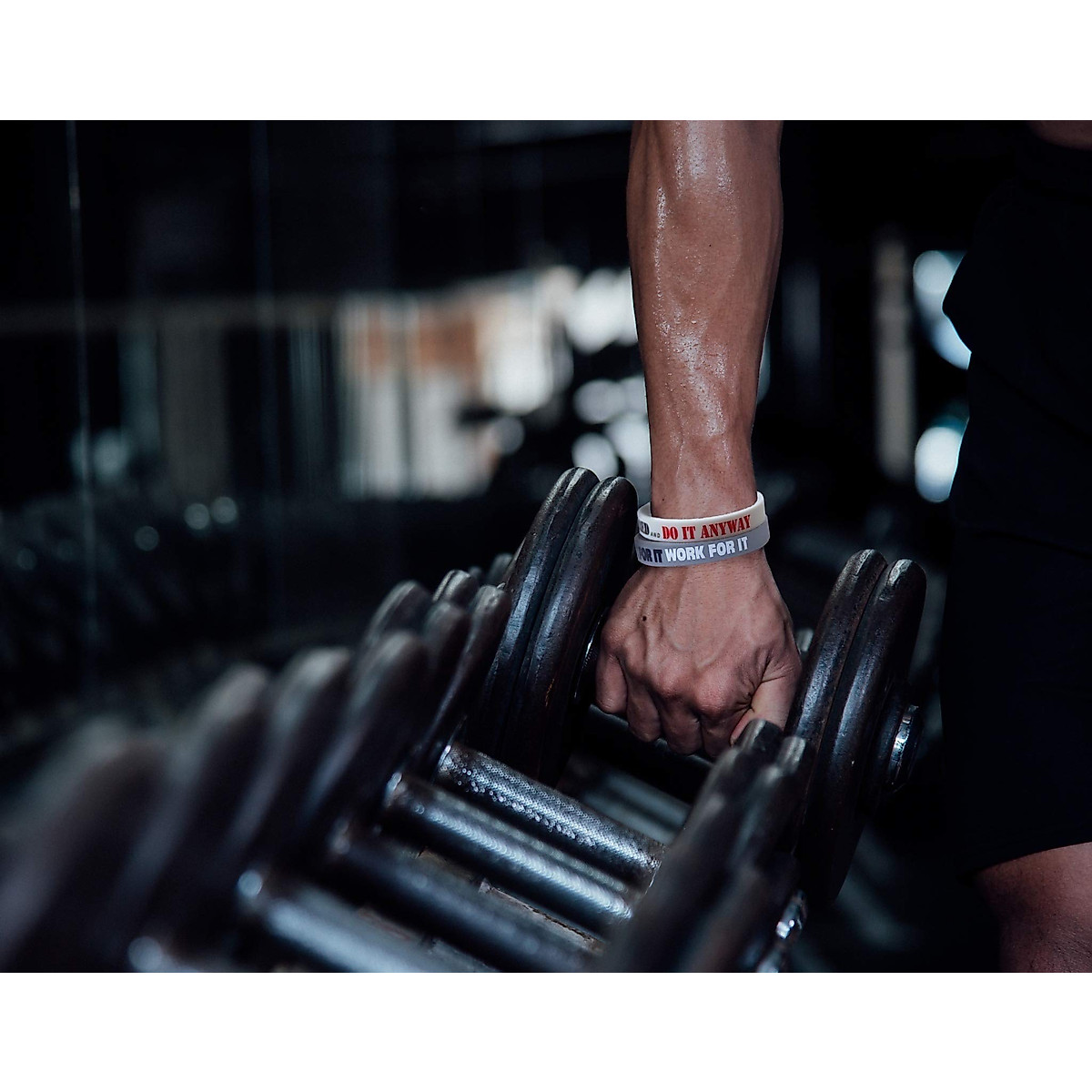 RUANJAI -Upgraded- 12-Pack Motivational Wristbands for Men, Women & Teens, 12x8” Silicone Rubber Bracelets with Inspirational Quotes, Unisex Adult Wristbands, 5 Unique Designs, 12 Pack