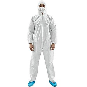 Disposable Hazmat Suit Protective Coverall with Hood for Men & Women XL Case of 10