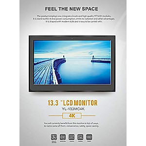 Yiletec 13.3" YL-133MC4K UHD 3840X2160 Metal Frame Capacitive Touchscreen IPS Built in Speakers USB Type-C HDMI 2.0,HDMI 1.4X1 DP1.2AX1,VGAX1,USB 2.0X3