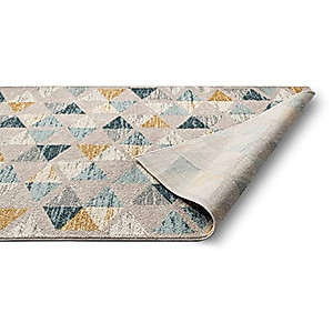 Well Woven Mystic Simone Gold Modern Geometric 5'3" x 7'3" Distressed Area Rug