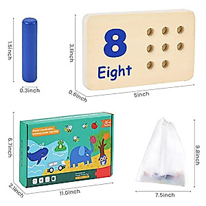 Atoylink Wooden Counting Peg Board Kindergarten Math Manipulatives Number Counting Toys for Toddlers Learning Materials Montessori Educational Toys for 2 3 4 Year Old Boys Girls Gifts