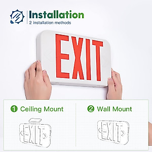 FREELICHT 6 Pack Red Double-Sided LED Exit Sign with Battery Backup,Exit Sign for Business,Easy to Install,UL Certified,AC 120/277V