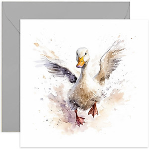 Old English Co. Watercolour Duck Greeting Card for Birthday - Cute Birthday Card for Mum, Nan, Sister, Her - Wildlife Art Card for Thinking of You, Thank You, Just Because | Blank Inside Envelope