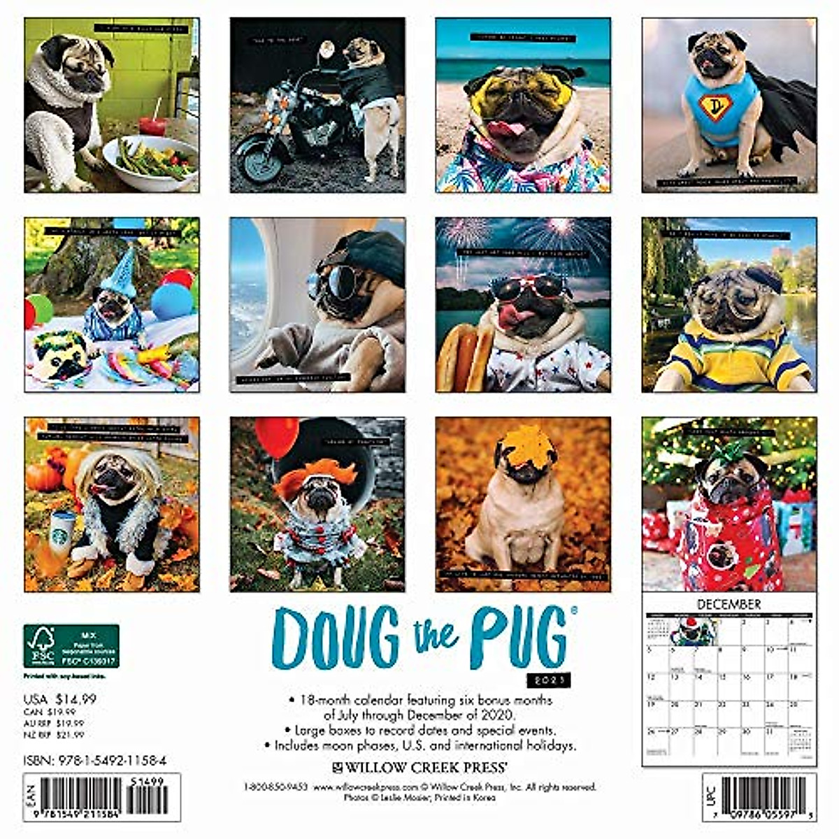 Doug the Pug 2021 Wall Calendar (Dog Breed Calendar)