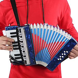 Kids Accordion, Professional Accordian Toy 17 Key 8 Bass Piano Accordion for Students, Beginner Accordion Mini Musical Instruments for Boys & Girls Music Lovers