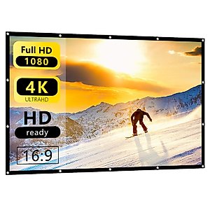 60 Inch 16:9 HD Projector Screen Nell Zimi Portable Foldable Screen Anti-Crease Indoor Outdoor Projector Movies Screen for Home Theater Support Double Sided Projection
