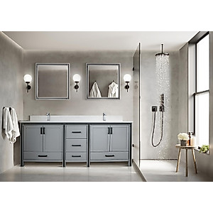 Bell+Modern Augustine 84 in W x 22 in D Dark Grey Double Bath Vanity and White Quartz Top