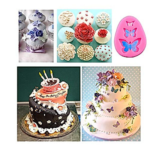 FIRETREESILVERFLOWER Silicone Mould for Flower and Butterfly Candy - for Cake Decoration,Chocolate Fudge, Polymer Clay, Soap, Confectionery Projects.