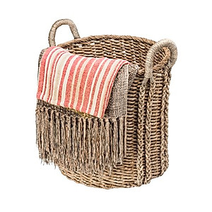 KOUBOO 1060038 Large Round Seagrass Basket, 20" x 20" x 24", Brown