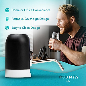 Founta Life Water Dispenser for 5 Gallon Bottle - Portable Automatic Electric Water Pump for 5 Gallon Jug - Great Gift Idea Rechargeable Water Jug Dispenser for Home, Office, Dorm and Outdoors