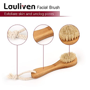 Bath Body Brush Set for Wet or Dry Brushing - Natural Detoxifying Facial Brush & Long Handle Body Brush - Exfoliating Dry Skin, Stimulate Blood Circulation - Set of 3