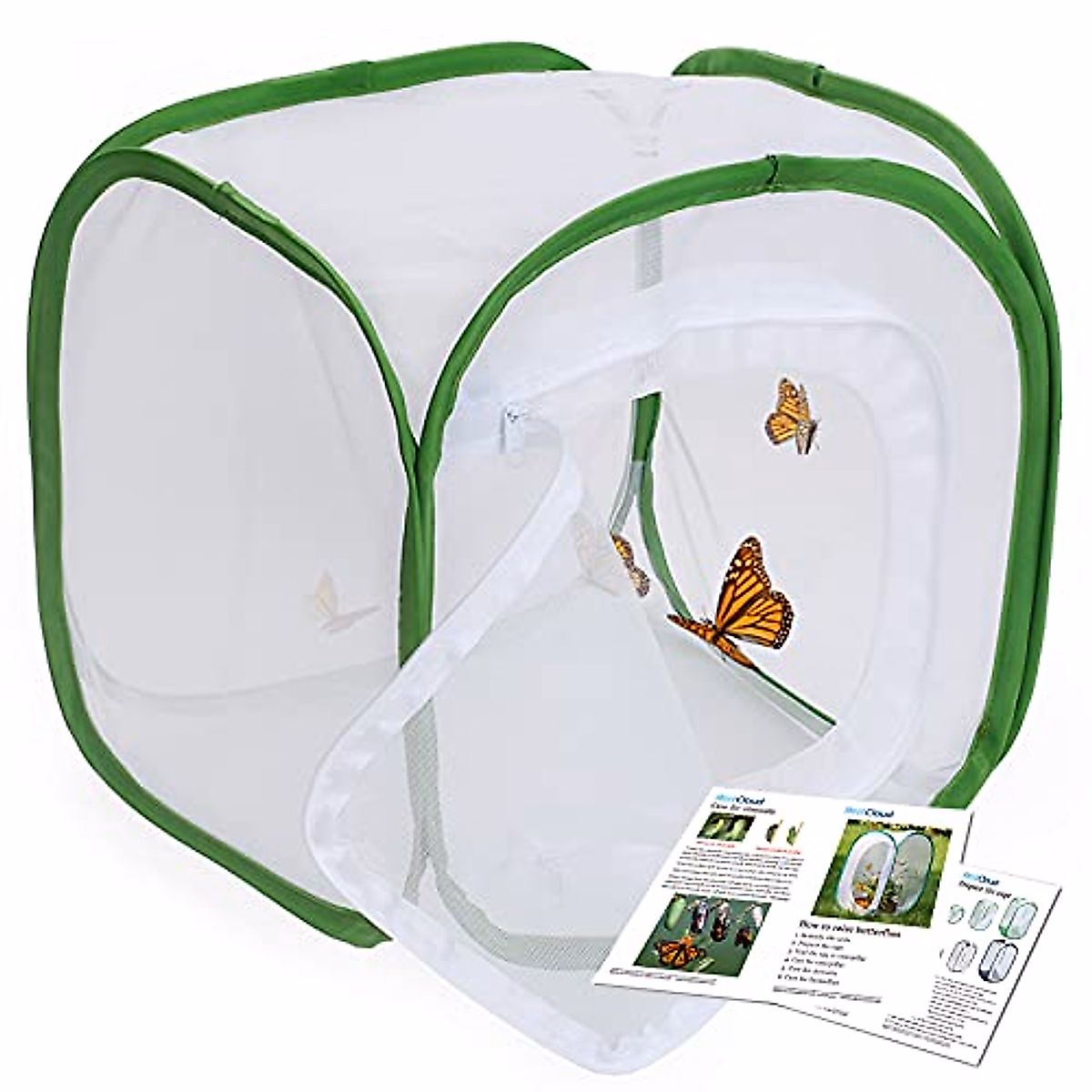 RESTCLOUD Insect and Butterfly Habitat Cage Terrarium Pop-up 12 X 12 X 12 Inches with Zipper Protection