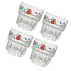 Hemoton 4PCS Romantic Water Glasses Drinking Glasses Tumblers Vintage Glassware for Juice Beverage Beer Cocktail Red