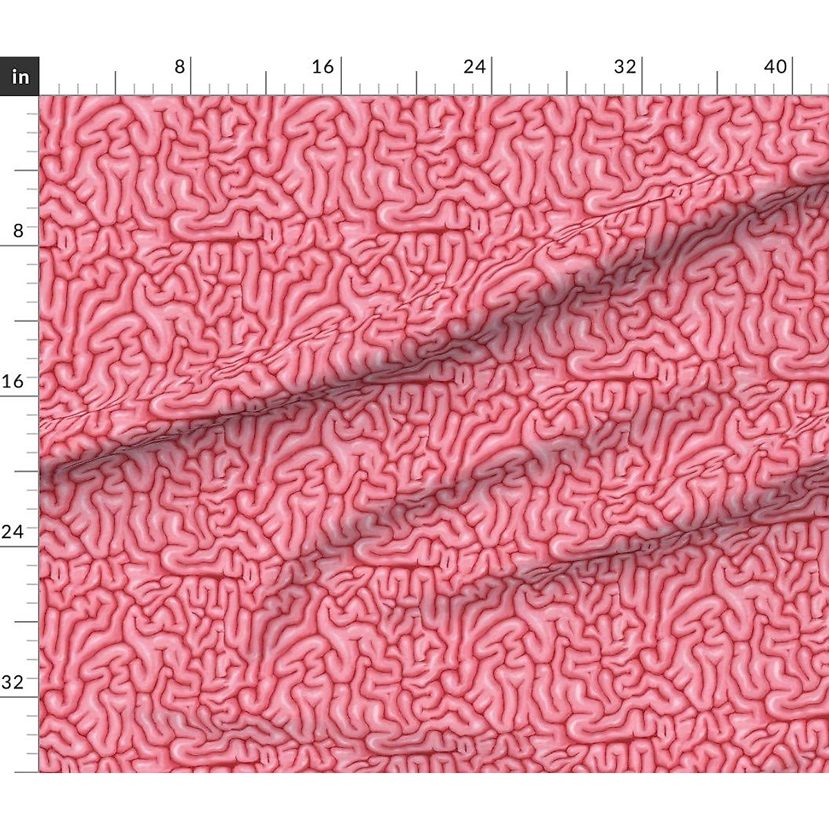 Spoonflower Fabric - Neon Pink Big Brains Zombie Brain Anatomy Gross Nature Printed on Petal Signature Cotton Fabric Fat Quarter - Sewing Quilting Apparel Crafts Decor