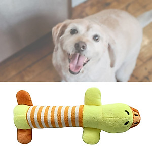 Dog Plush Toy,Cute Striped Animal with 4 Legs Squeaky Dog Chew Toy,Bite Resistant Sound Design Cute Appearance Stuffed Animal Toy Decoration for Pet Dog Cat Teeth Grinding Cleaning Duck(Duck)