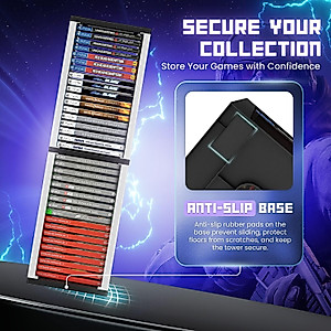 TNP Universal Video Game Storage Tower for PS5, PS4, PS3, Nintendo Switch, Xbox One, Xbox Series S/X - White Video Game Holder Organizer Stand with 36 CD Case Storage for Organizing & Displaying