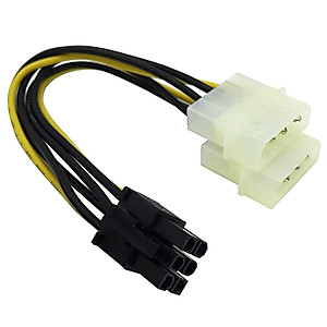 COMeap (3-Pack) Molex to 6 Pin GPU Power Adapter, 6 Pin PCI Express to 2X Molex LP4 PCIe Power Cable 6-inch(15.5cm)