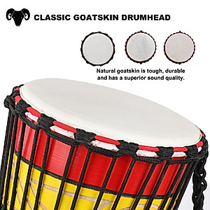 Djembe Drum,LIEKE 10'' African Drum Carved of Mahogany Goatskin Drumhead for Adults Student Beginners Green