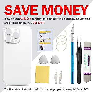 UooFide Back Cover Glass Replacement Compatible with iPhone 14 Pro Max 6.7-Inches All Carriers with Installation Manual + Repair Tool Kit (Silver)