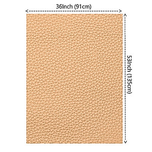 HGUAN Soft PU Lichee Pattern Faux Leather Fabric 36 "X 53"(91cm X 135cm), Used for Furniture Renovation, Leather Sofas, Leather Goods, and Handmade DIY Crafts Projects (Apricot Color)