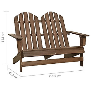 Tidyard 2-Seater Patio Adirondack Chair Solid Wood Fir Brown Outdoor Fire Pit Chair Wooden Garden Armchair for Porch Pool Lawn Deck Backyard Balcony Outdoor