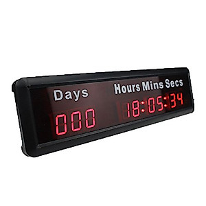 AZOOU 1-inch 9Digits LED Event Timer Countdown/up Clock with Days Hours Mins Secs Max Up to 1000 Days Red Color