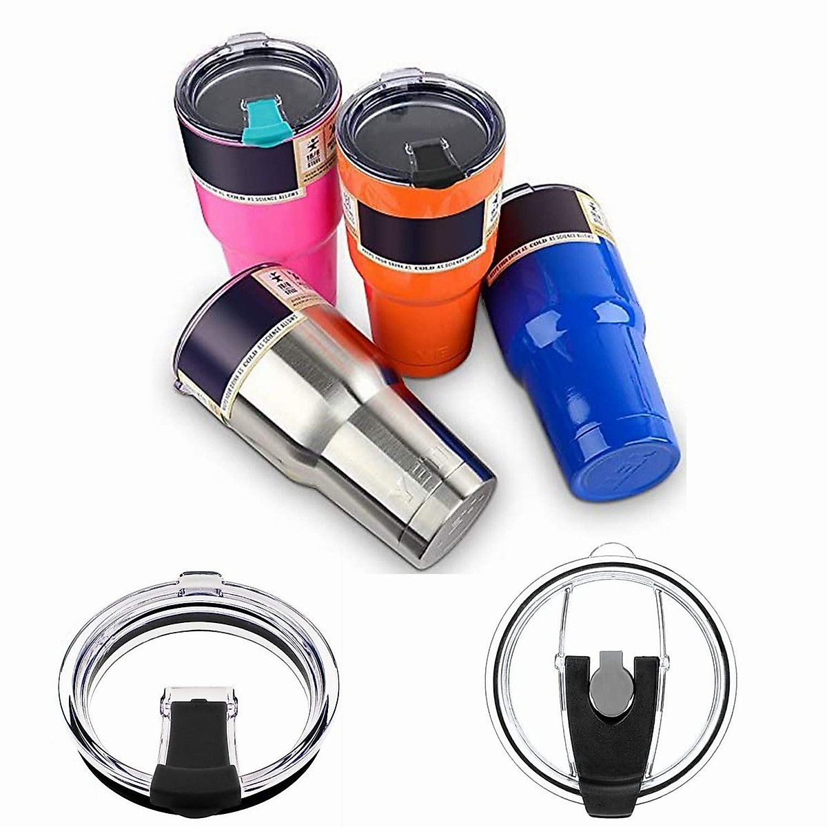 Accfore 4 Pack Replacement Lids for Yeti Tumblers,30 oz Tumbler Lids,Spill Proof Lids for Yeti Tumblers,Tumbler Lid for Yeti Tumbler 30 oz,Tumbler Lids 30 oz Replacement Lid,Black