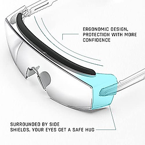 TOREGE Safety Glasses Over Glasses, Anti Fog Safety Glasses With Adjustable Frame And Temples,Fit Well Over Eyeglasses (Black)