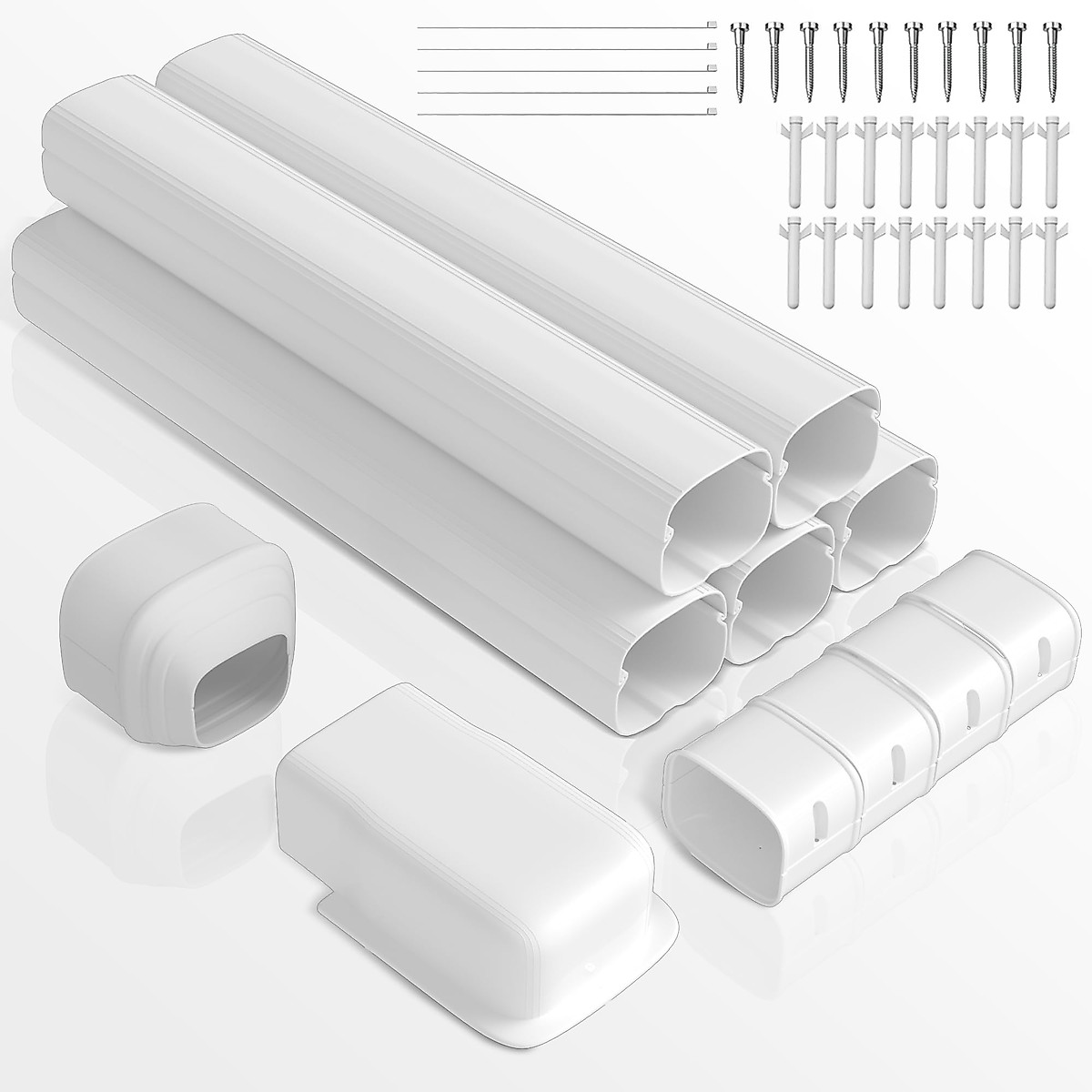 Sanewix 4"7.5 Ft Mini Split Line Set Cover Kit,Decorative Pump Covers, AC Line Cover, for Mini Split Air Conditioner,Central AC,Heat Pump