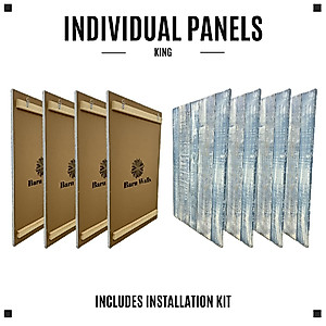 Barn Walls Solid Wood Headboard King Size, Blue Powderwash Finish with Smooth Natural Wood Grain, Handcrafted Wall-Mounted Panel Head Board, Adjustable Height, Modern Farmhouse Bedroom, Built to Last