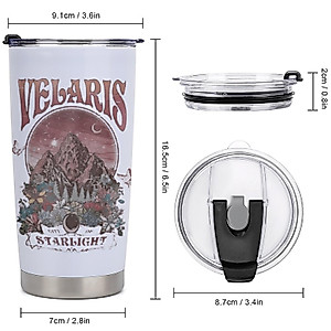Velaris City Of Starlight Tumbler Acotar The Night Court Bookish 20 Oz Stainless Steel Insulated Tumblers with Lid And Straw Bookish Acotar Travel Coffee Mug Gifts