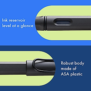 LAMY safari umbra - Fountain Pen with ergonomic grip & black steel nib in size M - ideal for any Writing & Calligraphy - including LAMY T 10 blue cartridge - Right-Handed