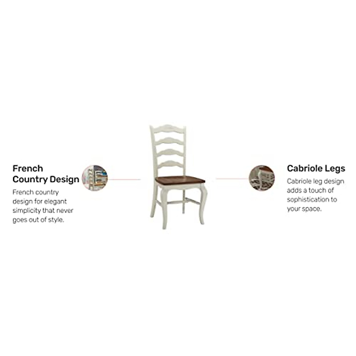 Home Styles French Countryside Oak/White Pair of Chairs with Distressed Oak and Rubbed White Finish 16.5D x 17.75W x 18H in