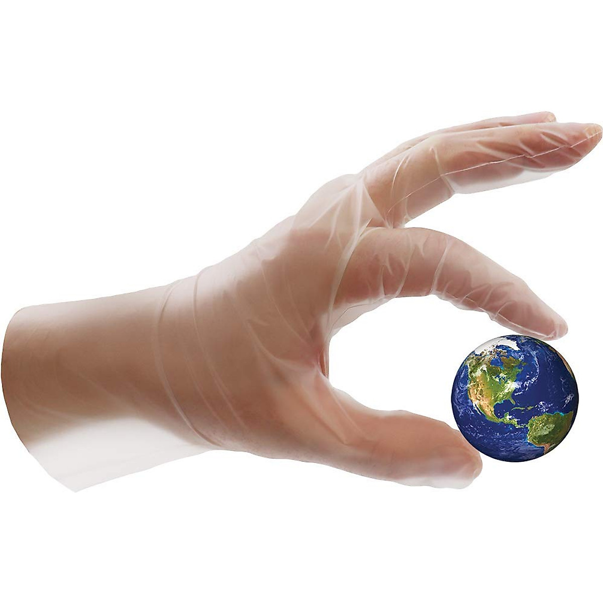 Global Glove 8600PF Thermoplastic Elastomer (TPE) Powder-Free, Clear, 2 Mil, Smooth Finish, 10-Inch Disposable Gloves (Large) - Box of 200