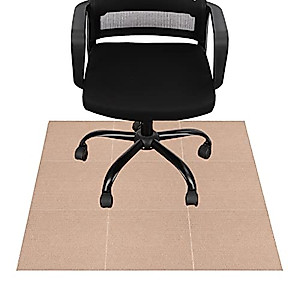 COSYLAND 35.4"x35.4" Office Chair Mat Splicing 9Pcs 11.8" x 11.8" for Hardwood Floor & Tile Floor, Under Desk Chair Mats Large Anti-Slip Floor Protector Rug, Not for Carpet, Khaki