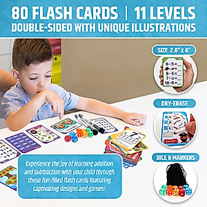 Magnetic Ten Frame Set: 8 Durable Ten-Frames + 100 Colorful Counters + 80 Math Flash Cards + 10 Dice - Addition & Subtraction - Math Manipulatives Kit for Home, Kindergarten & Elementary Teachers