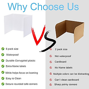 6 Pack Privacy Shields for Student Desks, Privacy folders for Student Testing Desk dividers- Includes Extra Labels