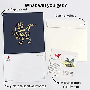 CUTE POPUP - Father's Day Card, T-rex Dinosaur Pop Up Card | Birthday Pop Up Card | Pop Up Cards for Kid | Birthday Card - Perfect Keepsake for Mom, Daughter or Anyone