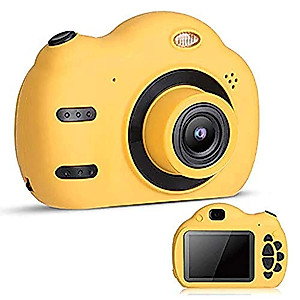 LKYBOA Photo Camera Cartoon Child Camera -Kids Camera, Kids Digital Camera Screen Selfie Video Camera with Cartoon Silicone Case (Color : Yellow)