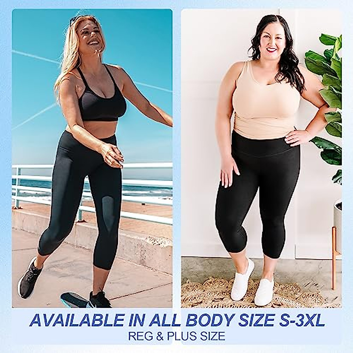 we fleece 3 Pack Black Capri Leggings for Women-Soft High Waisted Tummy Control Non See Through Workout Running Yoga Pants(A-3 Pack-Black,Black,Black,2XL-3XL)