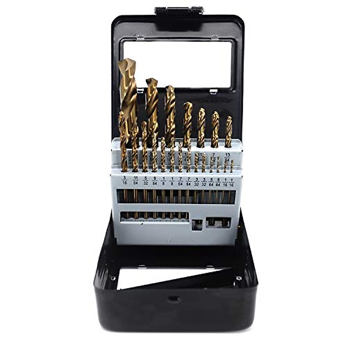 werktough Titanium Drill Bit Set - 21-Piece M35 Co 5% High Speed Steel HSS for Steel Alloy and Other Hard Metals Fully Ground with 135°Split Point Drill Bits in Deluxe Metal Box