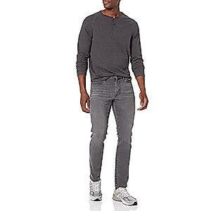 Amazon Essentials Men's Slim-Fit Long-Sleeve Henley Shirt, Charcoal Heather, X-Small