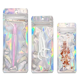 MITOB 100 Pack Clear Mylar Bags 2.36x5.9 inch Resealable Zipper Self Seal Clear Plastic Aluminum Foil Bag Flat Heat Sealable Small Food Storage Bags for Party Favor Pouch with Tear Notch Hang Hole