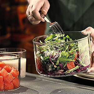 LUXU Glass Salad Bowl 46 oz,Fruit Bowl 29 oz Milk Bowl 15 oz,Set of 3 Glass Mixing Bowl All Purpose Round Serving Bowl Great for Serving Salad,Fruit,Popcorn, Dips,Condiments,Snack,Oatmeal and More