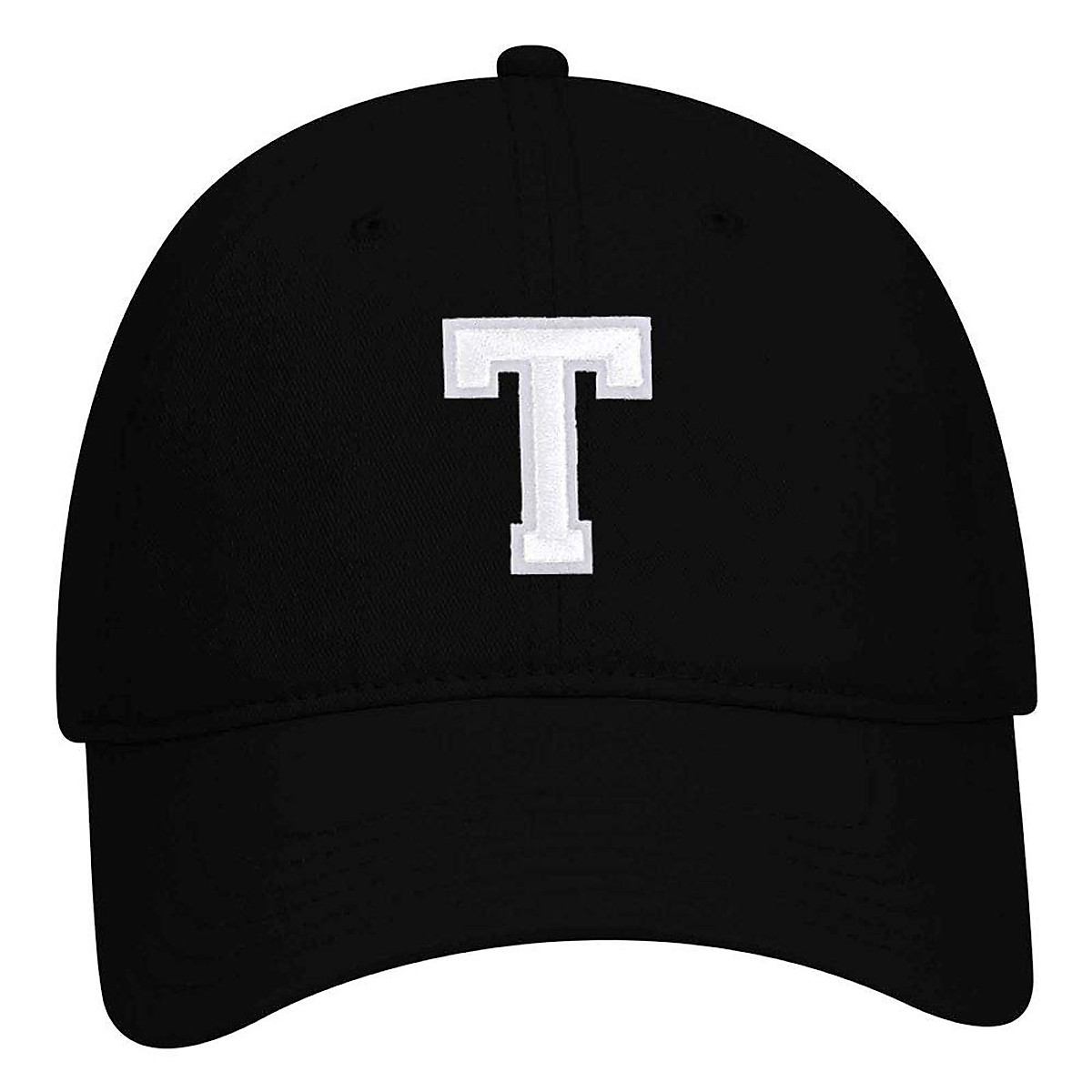 iZZYZX White Alphabet Embroidered Patch 6 Panel Low Profile Dad Hat - Black T